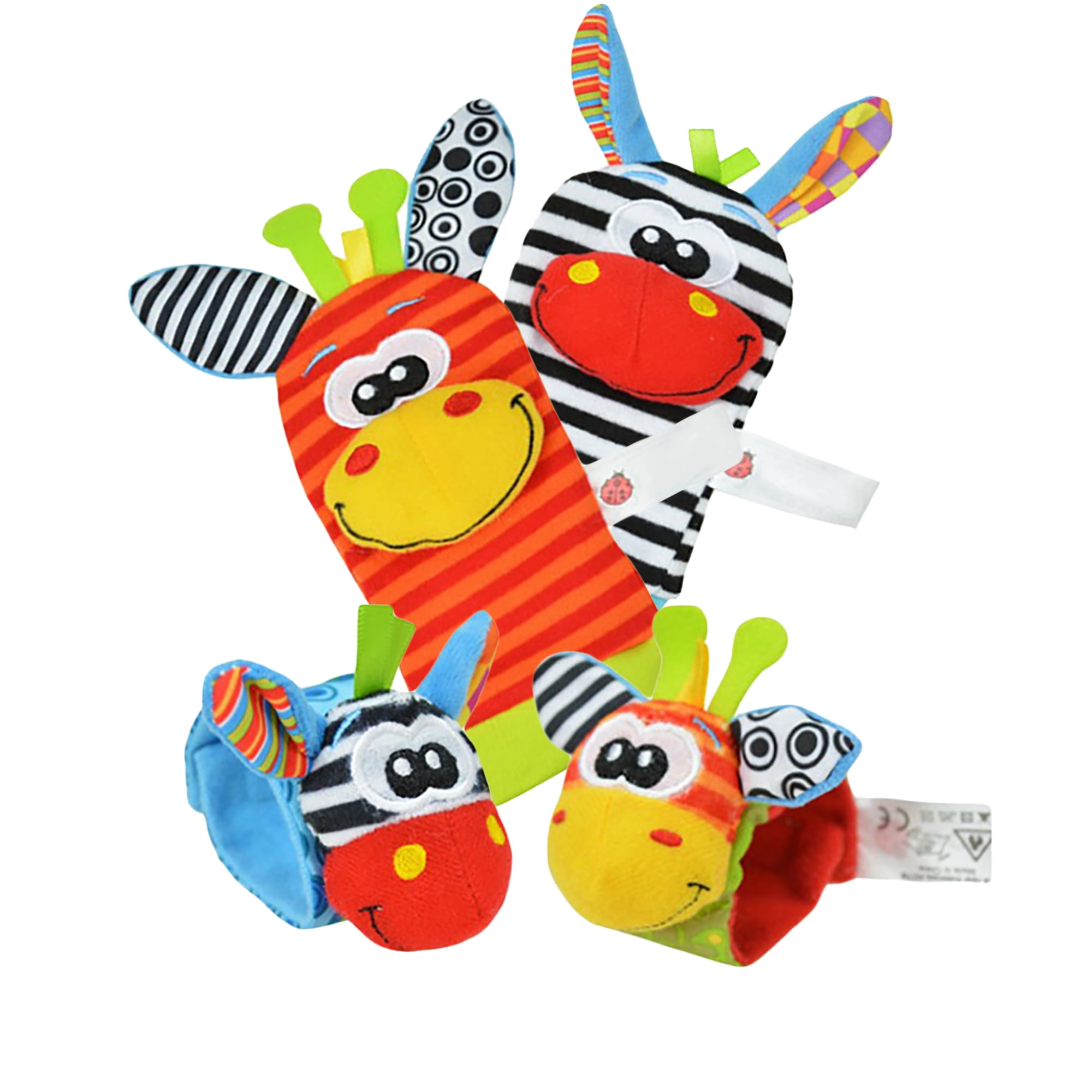 4 Piece Baby Foot Finder and Wrist Rattles Developmental Learning Set ...