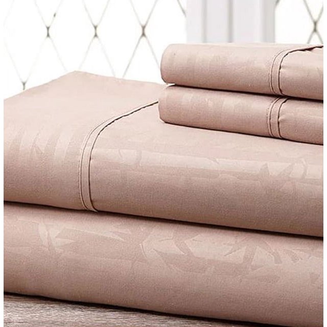 4-Piece Bamboo Embossed Bed Sheet Set - Hotel Quality - Walmart.com