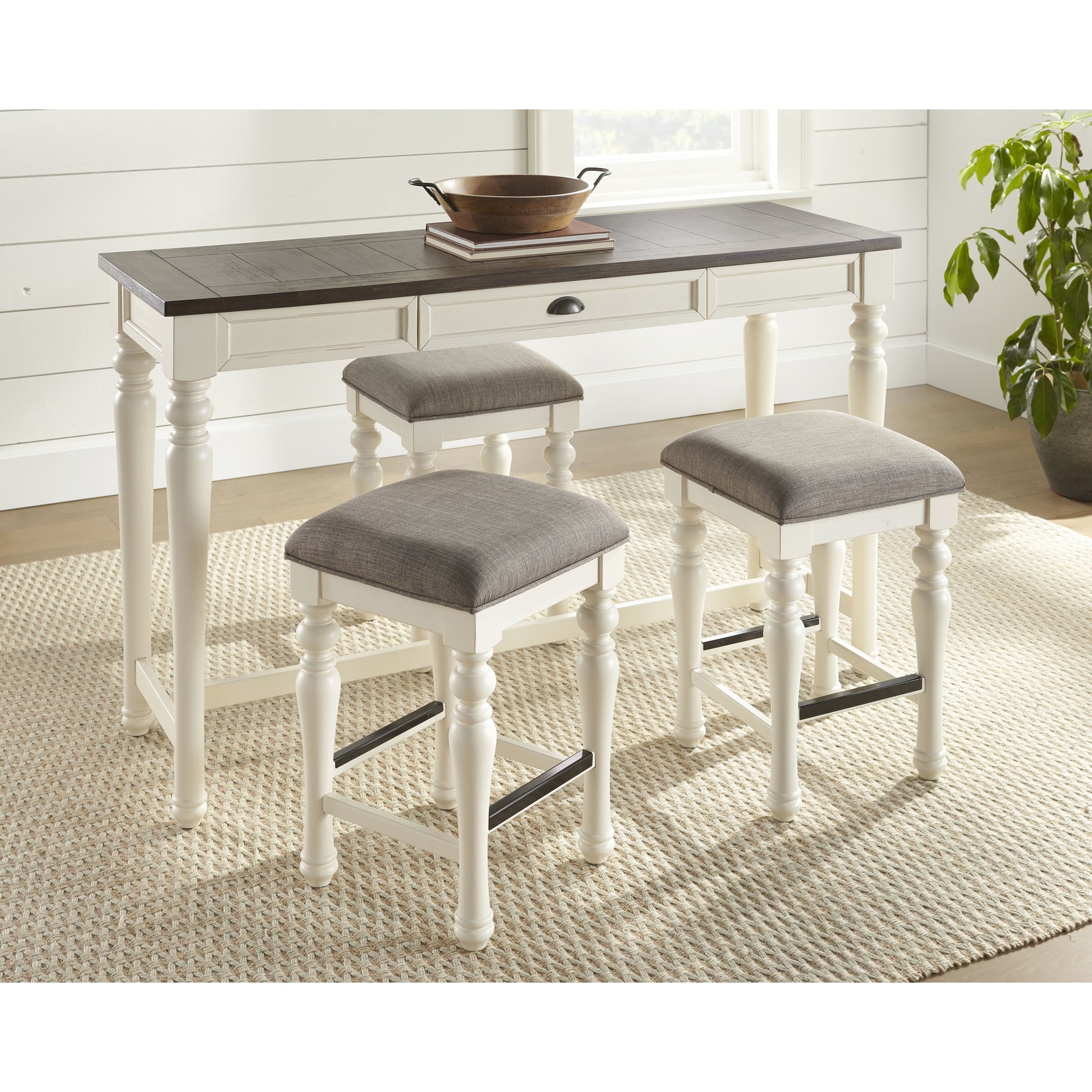 4-Piece Bar Set | White Two-Tone Finish with Ivory and Mocha | Acacia ...