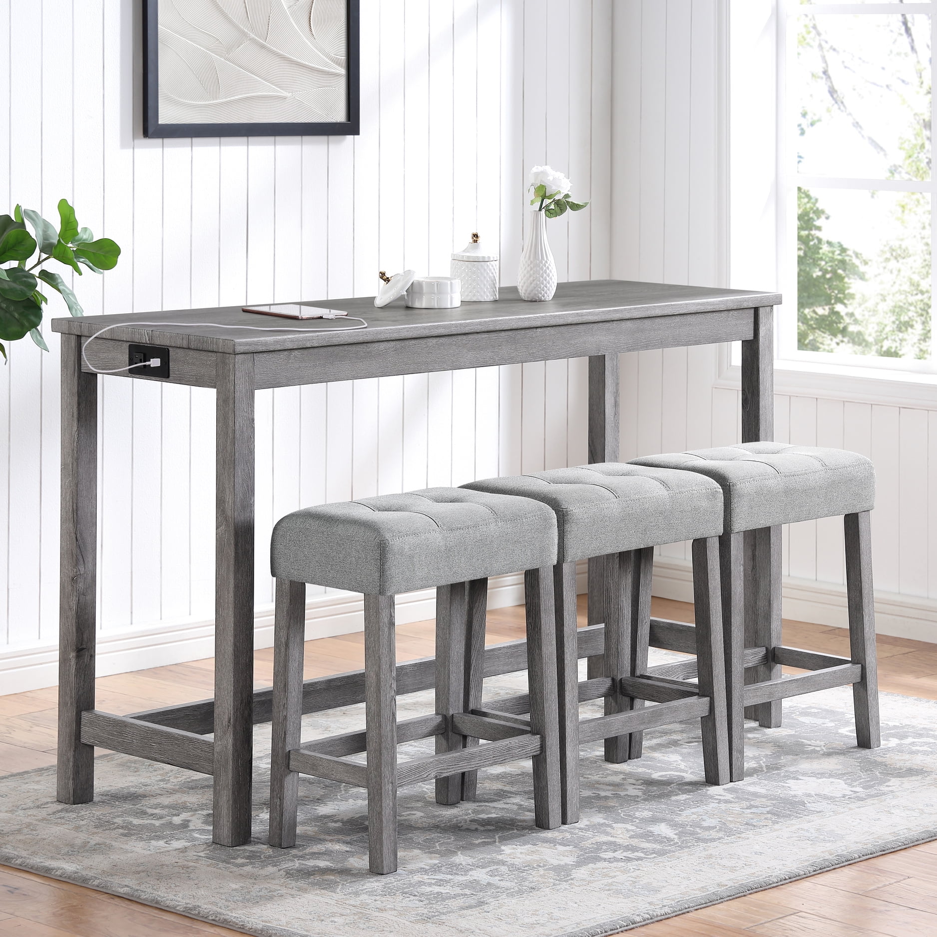 4 Piece Bar Table With Power Functionality - Industrial Style In Living ...