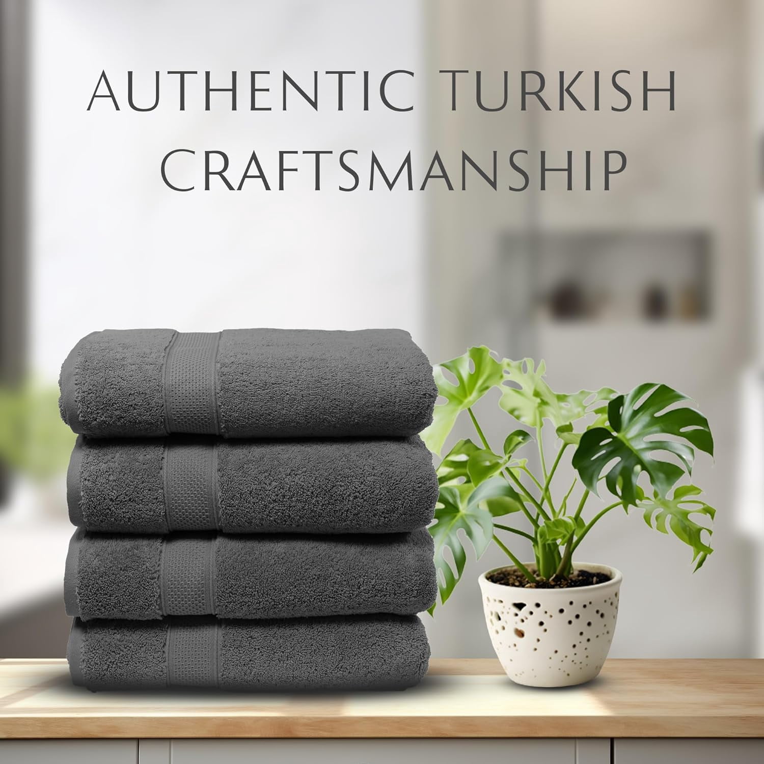 4 Piece Bath Towel Set, Extra Large Turkish Cotton Towels, Luxury Soft ...