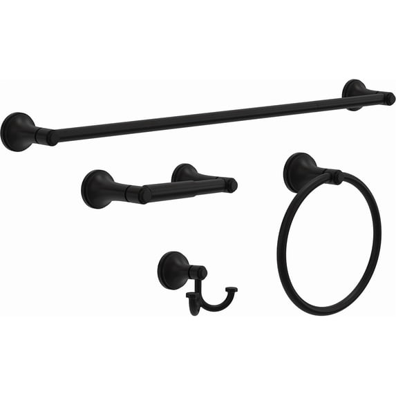 4-Piece Bathroom Set Matte Black Toilet Paper Holder, Hand Towel Holder ...