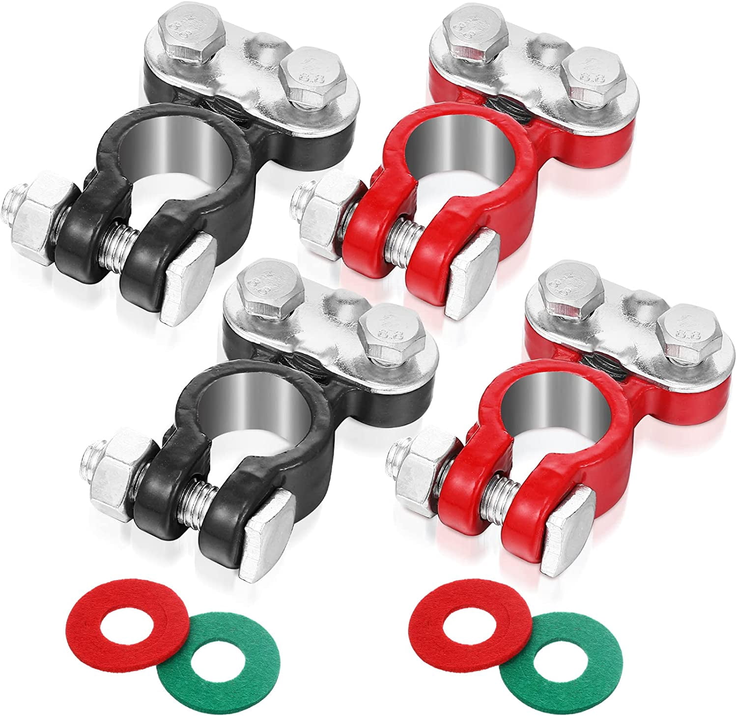 4-Piece Battery Terminal Connector Set - Zinc Plated Car Battery Cable ...