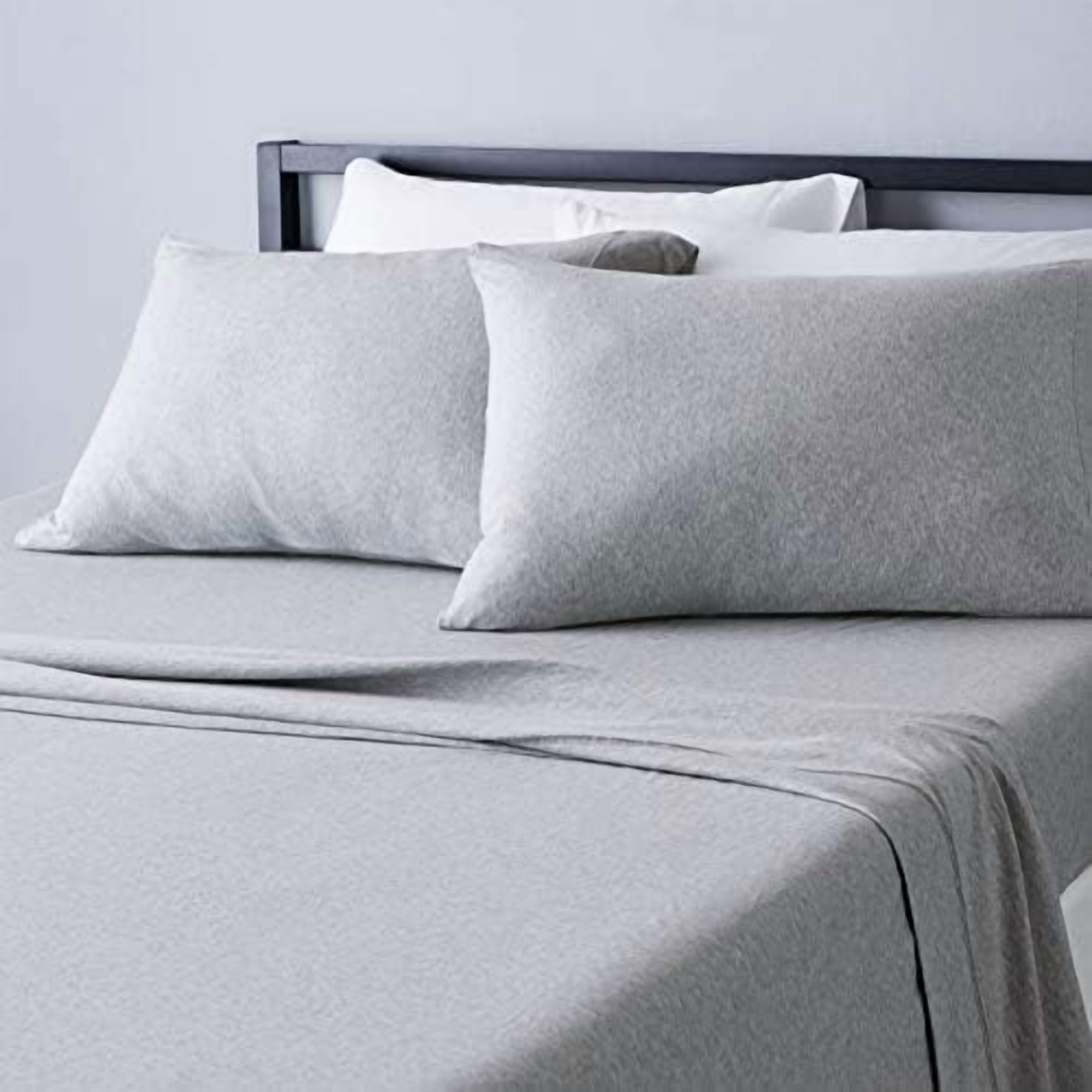 4 Piece Bed Sheet Set, 100% Cotton Jersey, Includes Super Soft, Flat ...