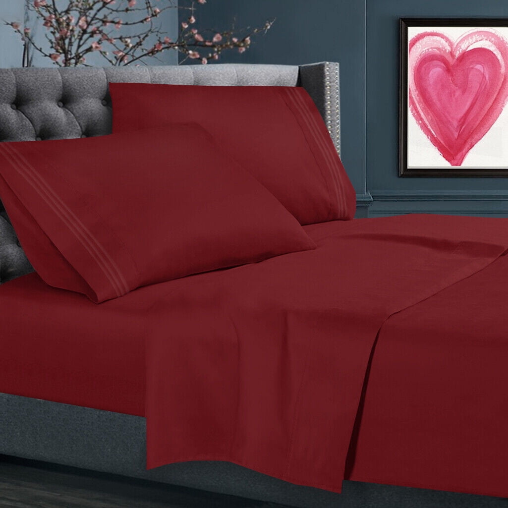 4 Piece Bed Sheet Set All Colors And Sizes Available - Walmart.com