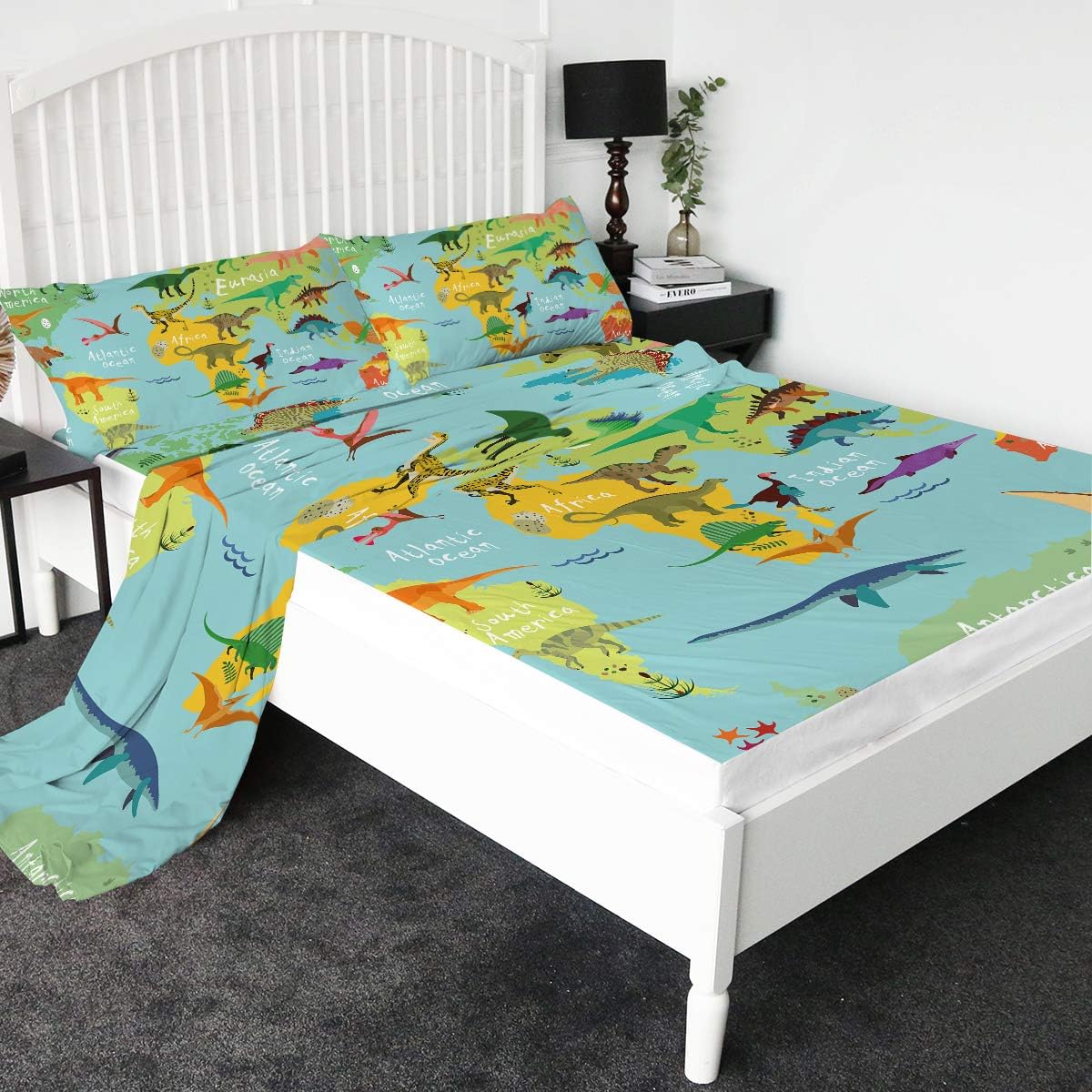 4 Piece Bed Sheets Set 3D Printed Fitted Sheets 1800 Microfiber Non ...