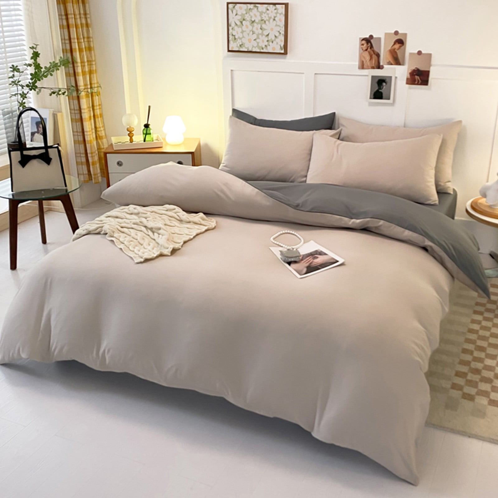 4-Piece Bedding Set for 70.86 Inch Bed | Soft Washed Polyester | Gray ...