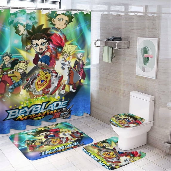 4 Piece Beybl0de Anime Burs7 Shower Curtain Sets with Rugs, Toilet Lid ...