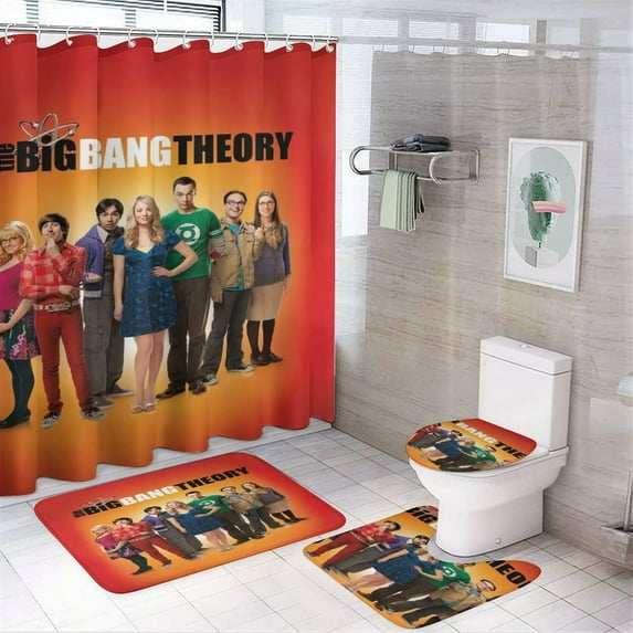 4 Piece Big Small B-ang The-0r Shower Curtain Sets with Rugs, Toilet ...
