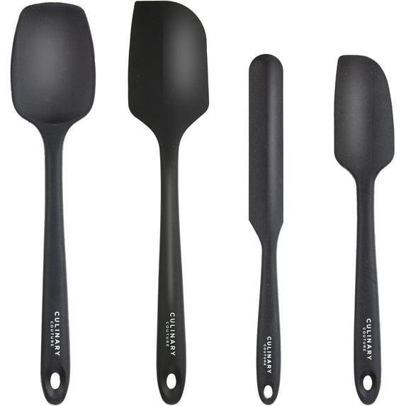 4-Piece Black Baking Spatula Set - Holiday Baking Essentials, Rubber ...