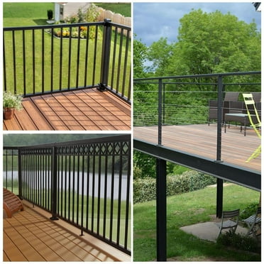 Cable Railing Post | 4 Pieces Decking Railings | Black Finish Fence ...