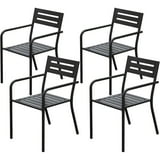 4-Piece Black Metal Outdoor Patio Chairs with Ergonomic Armrests ...