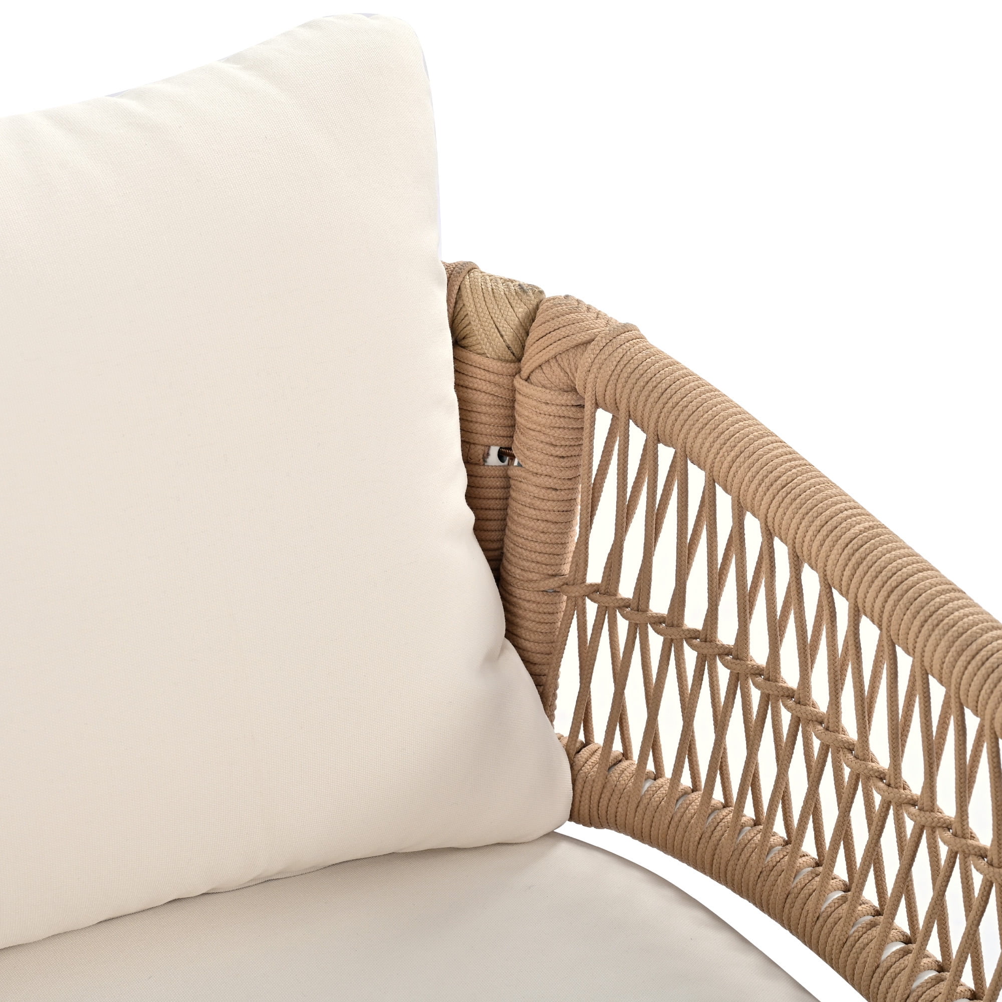 4-Piece Boho Rope Patio Furniture Set, Outdoor Furniture with Acacia ...