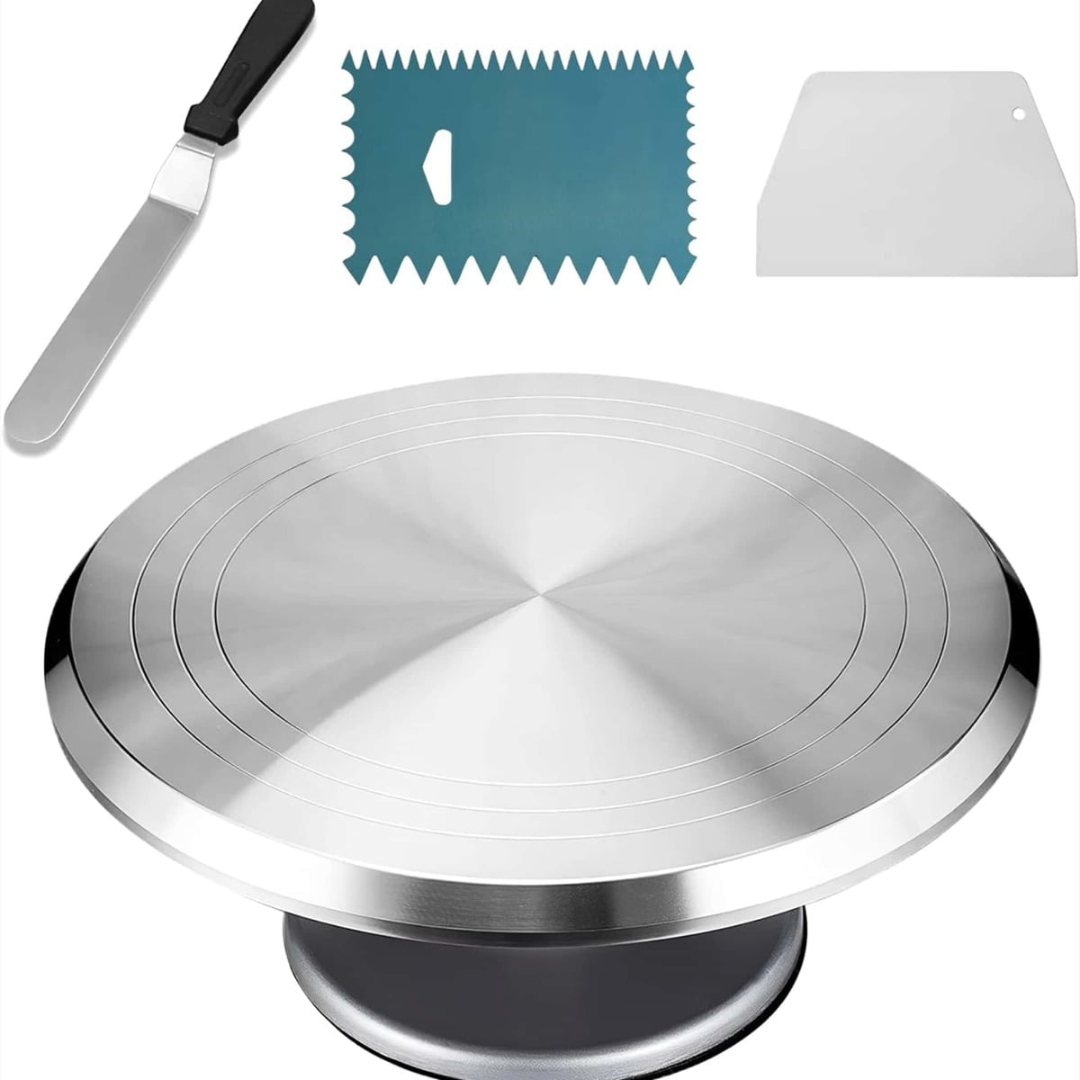 "4-Piece Cake Decorating Kit – 12" Rotating Turntable Stand, 14.5 ...