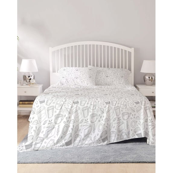 4 Piece Cal. King Sheet Set Coffee Sheets Set for Cal. King Size Bed ...
