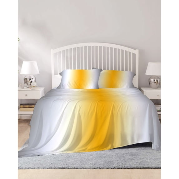 4 Piece Cal. King Sheet Set Orange Grey White Sheets Set for Cal. King ...