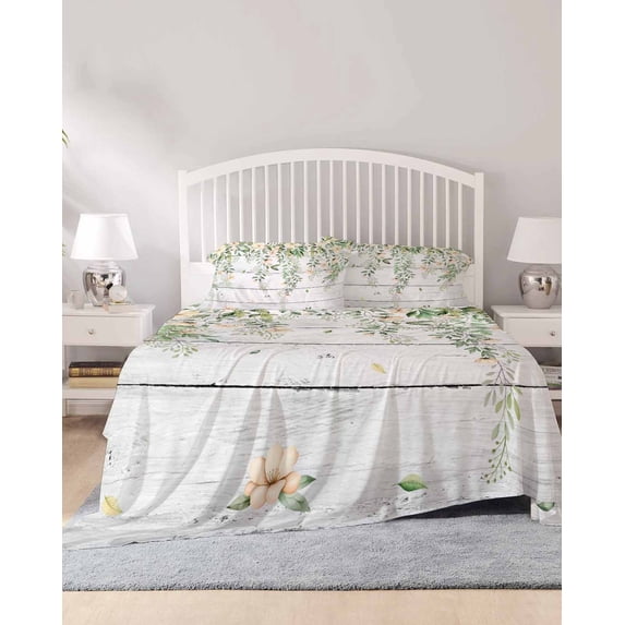 4 Piece Cal. King Sheet Set Watercolor Floral Sheets Set for Cal. King ...