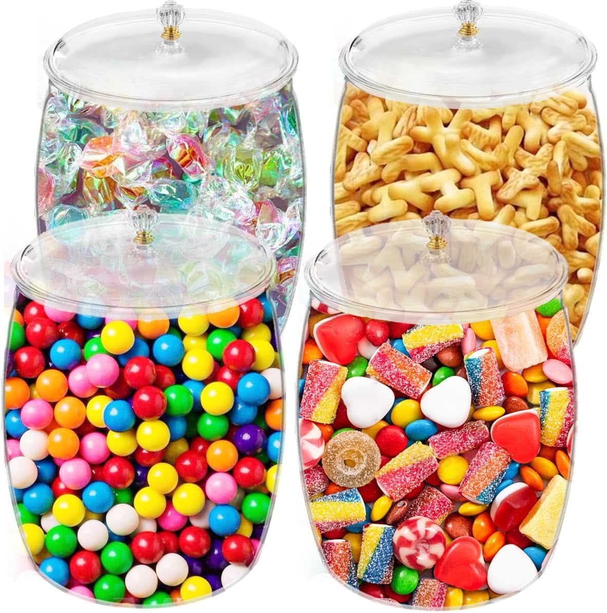 4 Piece Candy Jars with Lids, 90oz Plastic Candy Jars Bulk Acrylic ...