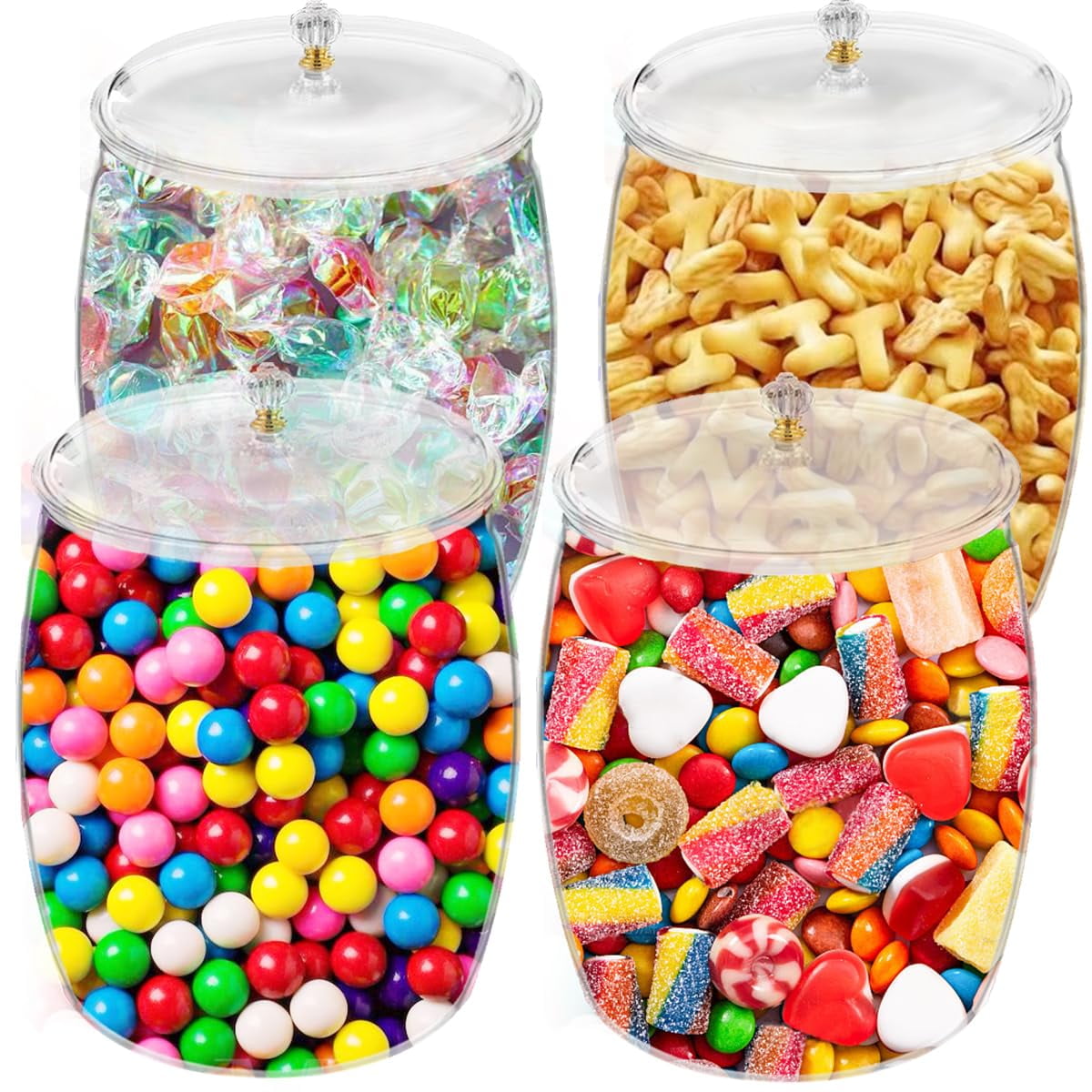4 Piece Candy Jars with Lids, 90oz Plastic Candy Jars Bulk Acrylic ...