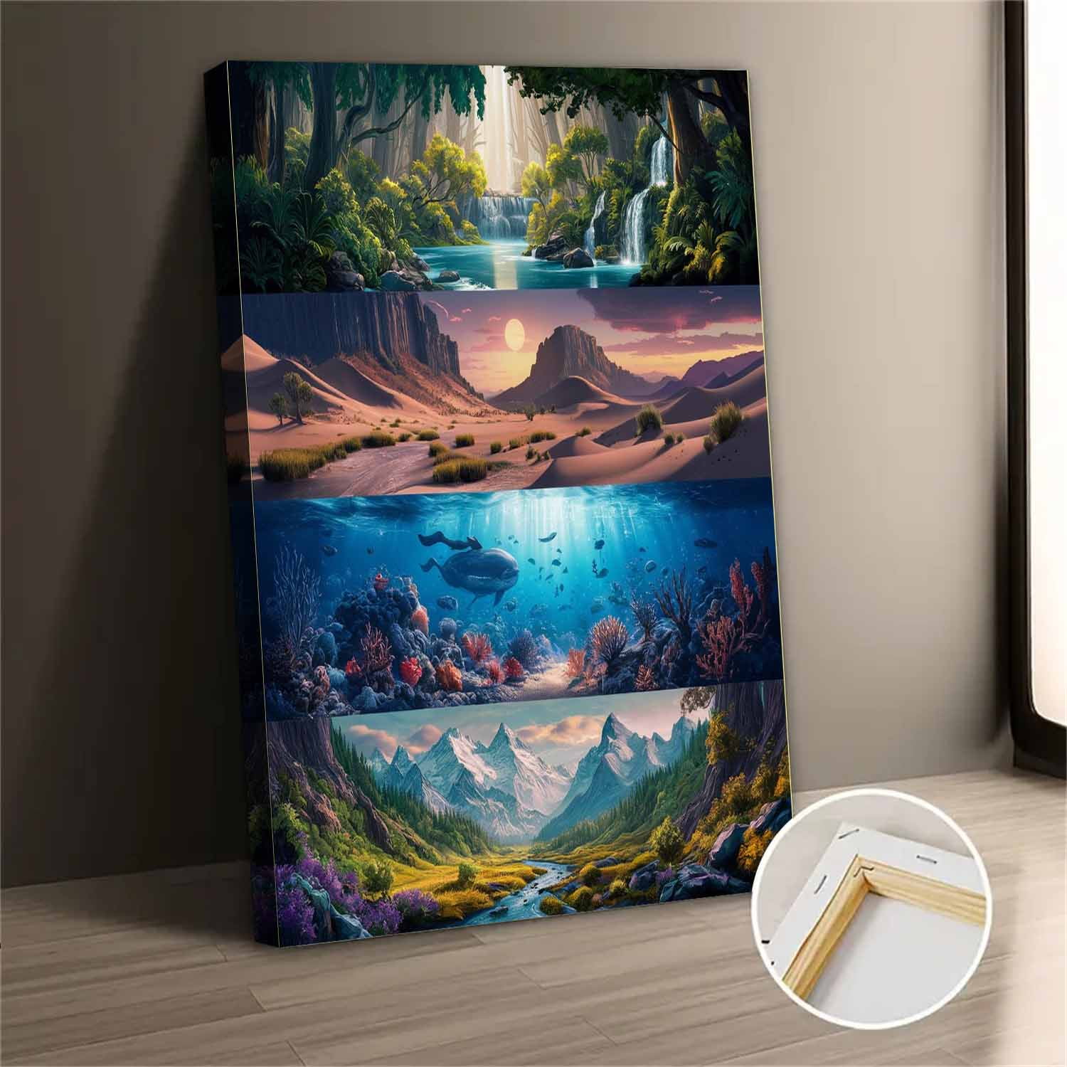 4 Piece Canvas Wall Art Set, Modern Abstract Landscape Wall Paintings ...