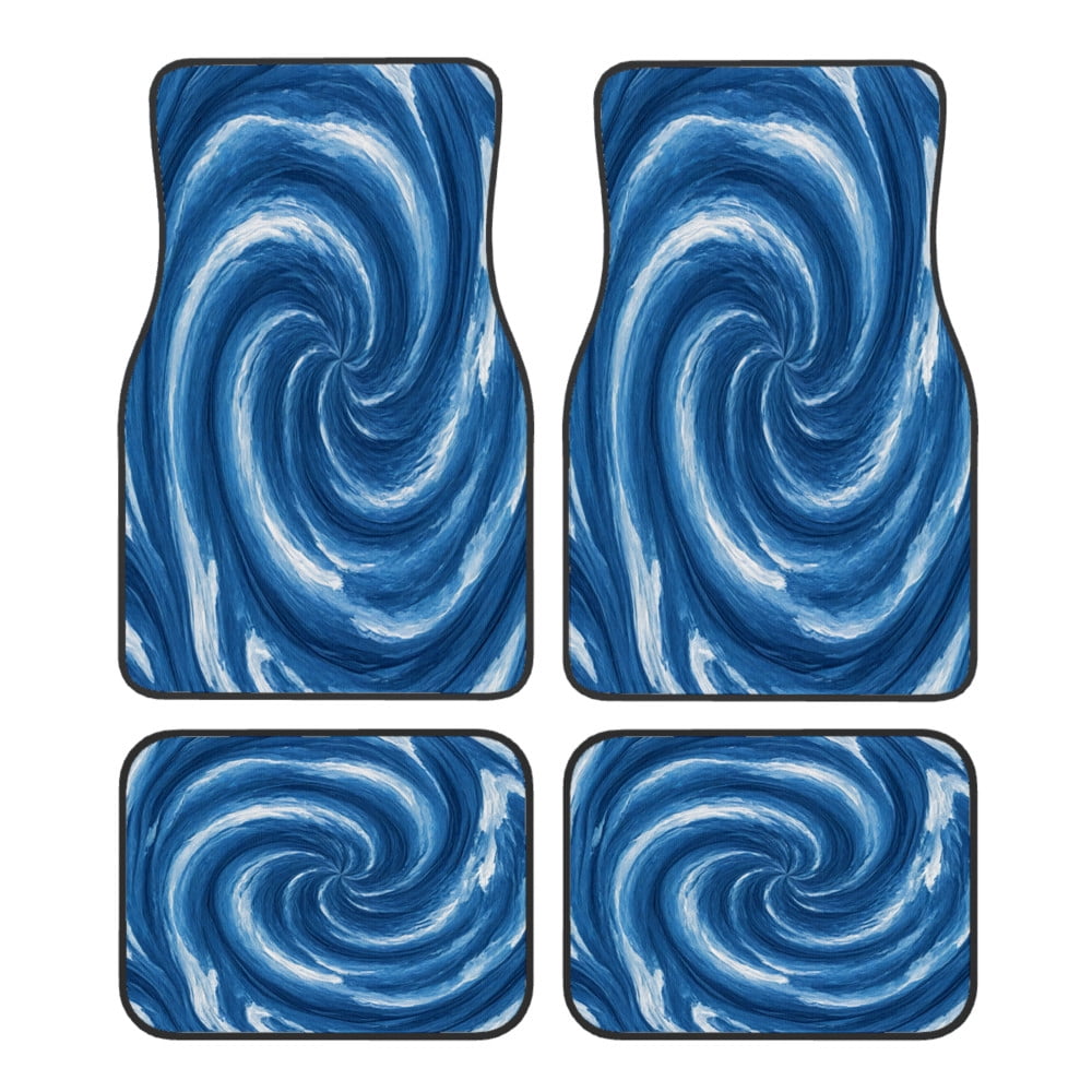 4-Piece Car Floor Mats Set, Aqua Vortex Flow Crystal Velvet Automotive ...