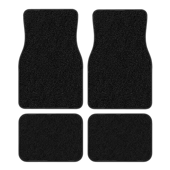 4-Piece Car Floor Mats Set, Black Denim Pattern Texture Crystal Velvet ...