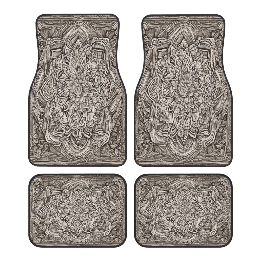 4-Piece Car Floor Mats Set, Bohemia White Crystal Velvet Automotive ...