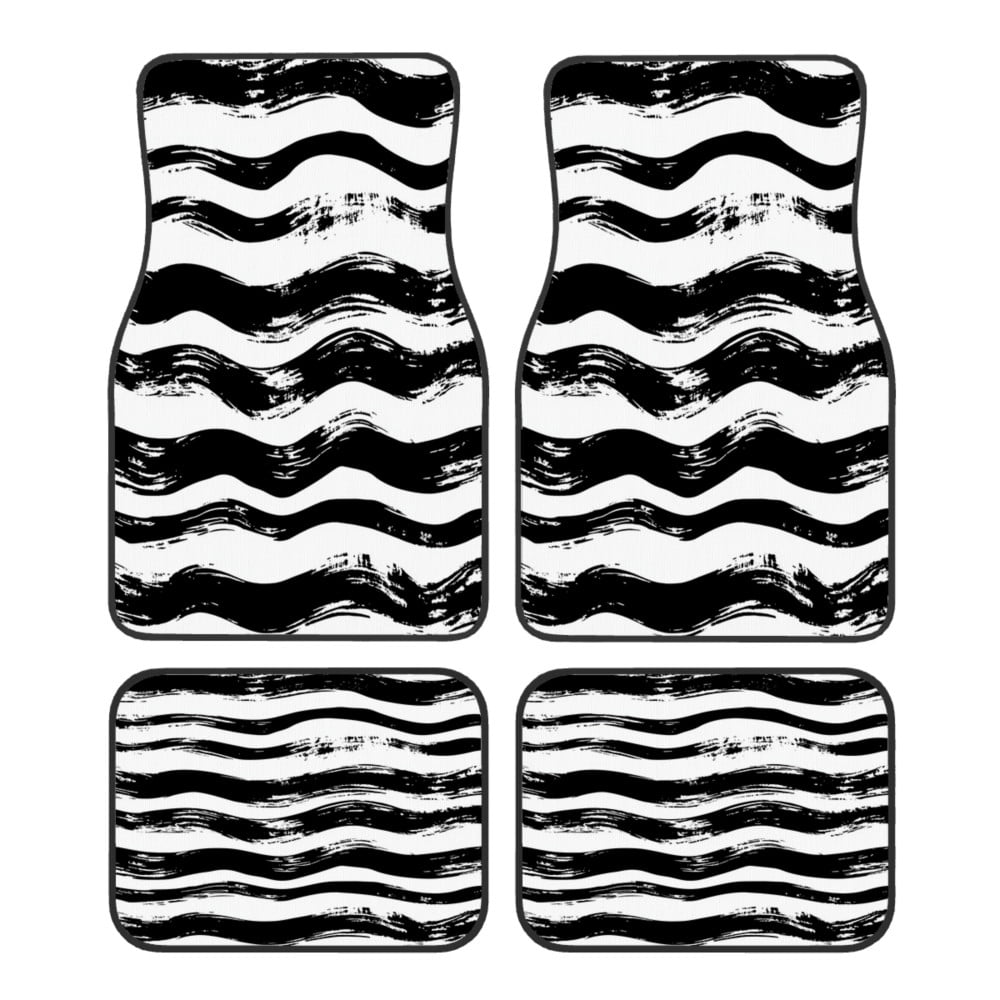 4-Piece Car Floor Mats Set, Bold Wavy Grunge Lines Crystal Velvet ...