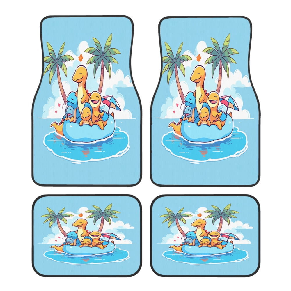 4-Piece Car Floor Mats Set, Cartoon Cute Holiday Dinosaur Crystal ...