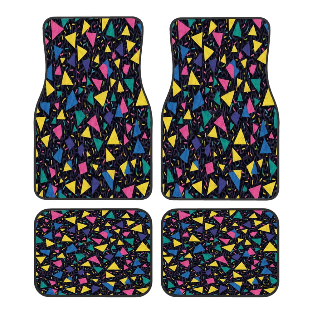 4-Piece Car Floor Mats Set, Colorful Crystal Velvet Automotive Front ...