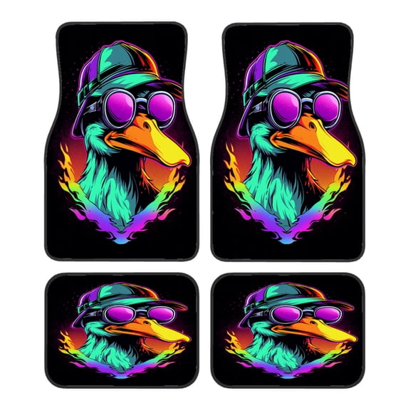 4-Piece Car Floor Mats Set, Cool Duck Crystal Velvet Automotive Front ...