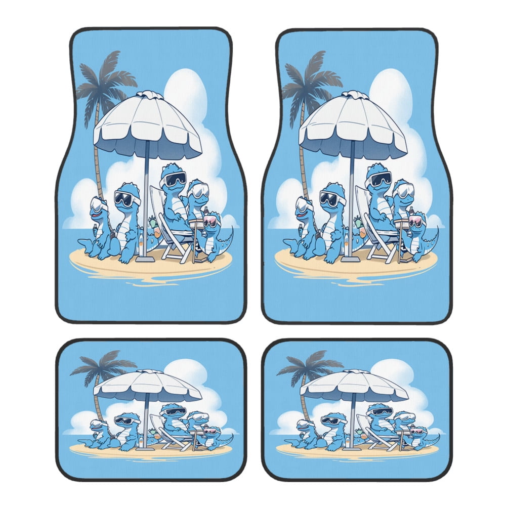 4-Piece Car Floor Mats Set, Cute Holiday Dinosaur Crystal Velvet ...
