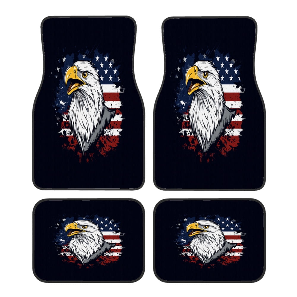 4-Piece Car Floor Mats Set, Eagle, America Flag Crystal Velvet ...