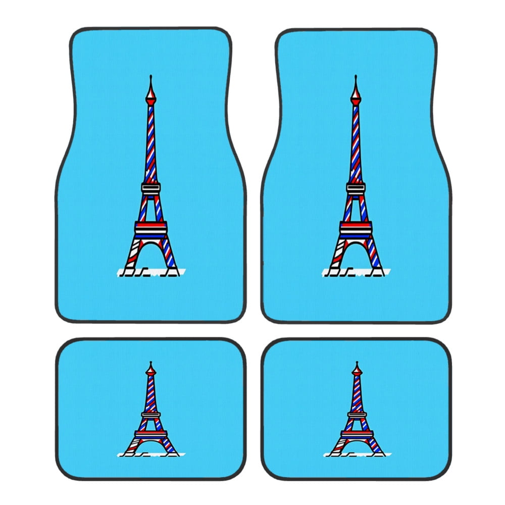 4-Piece Car Floor Mats Set, Eiffel Tower Crystal Velvet Automotive ...
