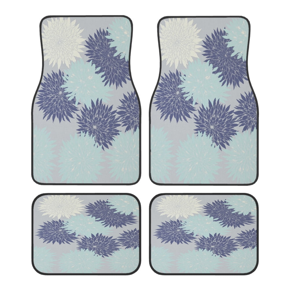 4-Piece Car Floor Mats Set, Floral Pastel Blue Purple Flowers Crystal ...