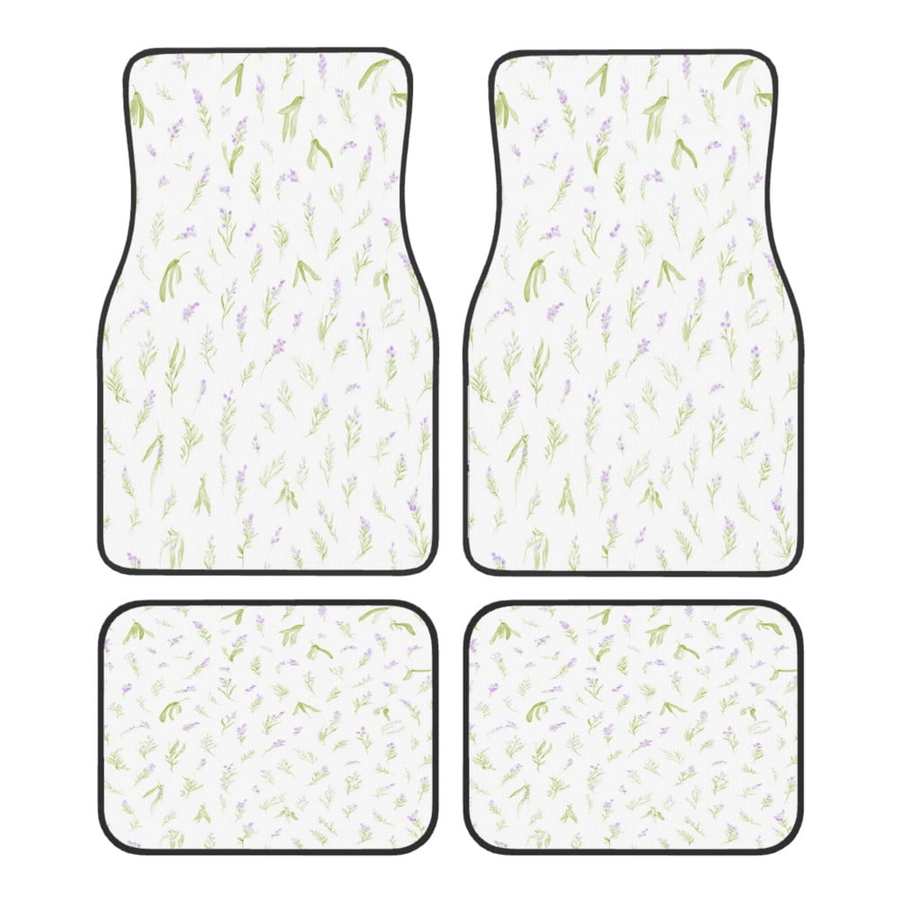 4-Piece Car Floor Mats Set, Floral Pastel Crystal Velvet Automotive ...