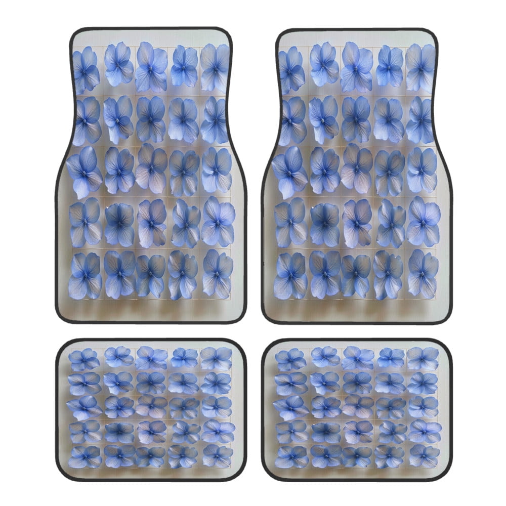 4-Piece Car Floor Mats Set, Flowers Bright Blue Crystal Velvet ...