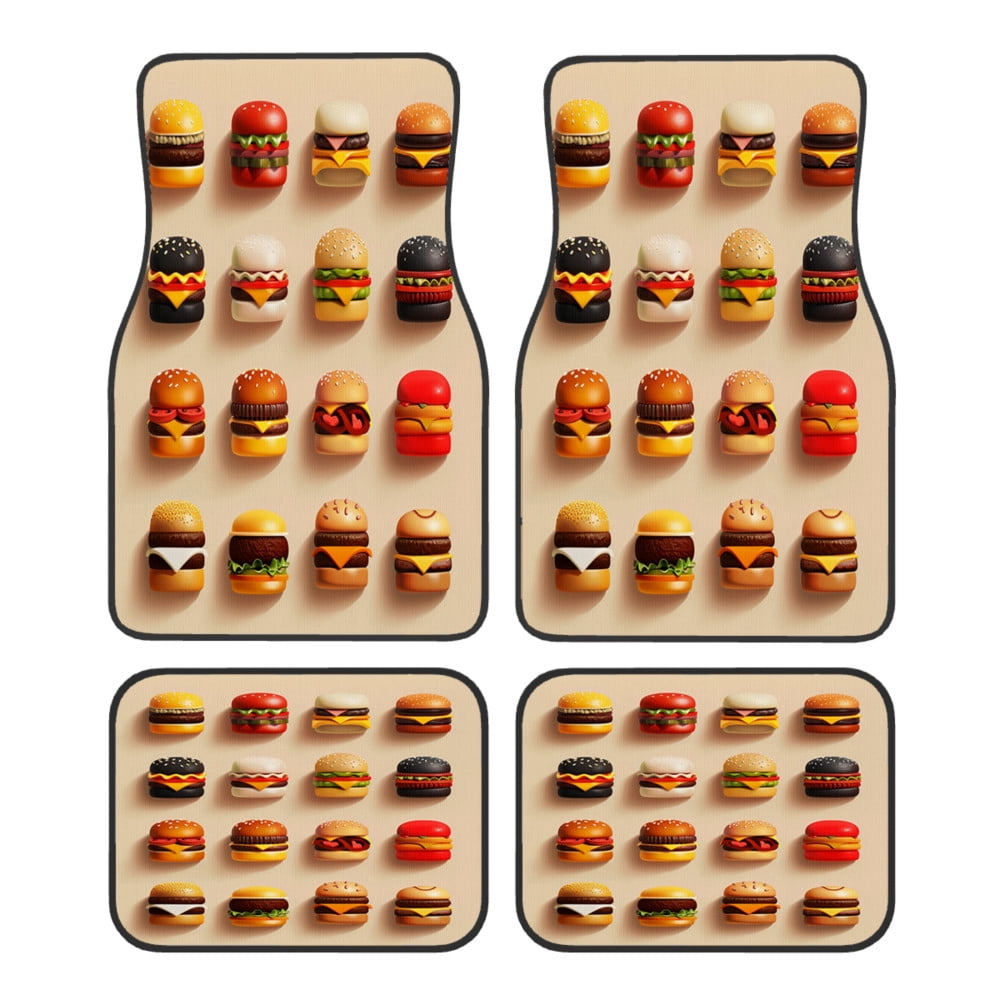 4-Piece Car Floor Mats Set, Hamburger Icons Crystal Velvet Automotive ...