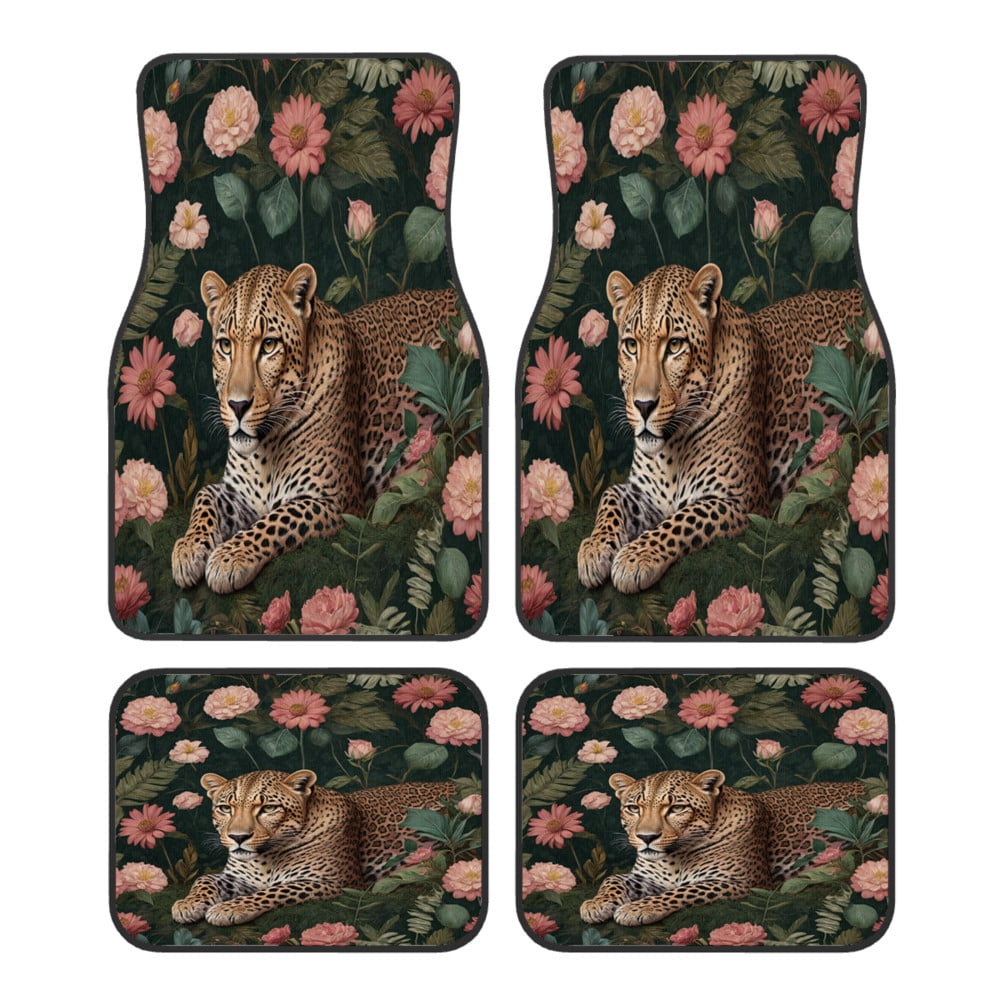 4-Piece Car Floor Mats Set, Jungle Tiger Majesty Crystal Velvet ...