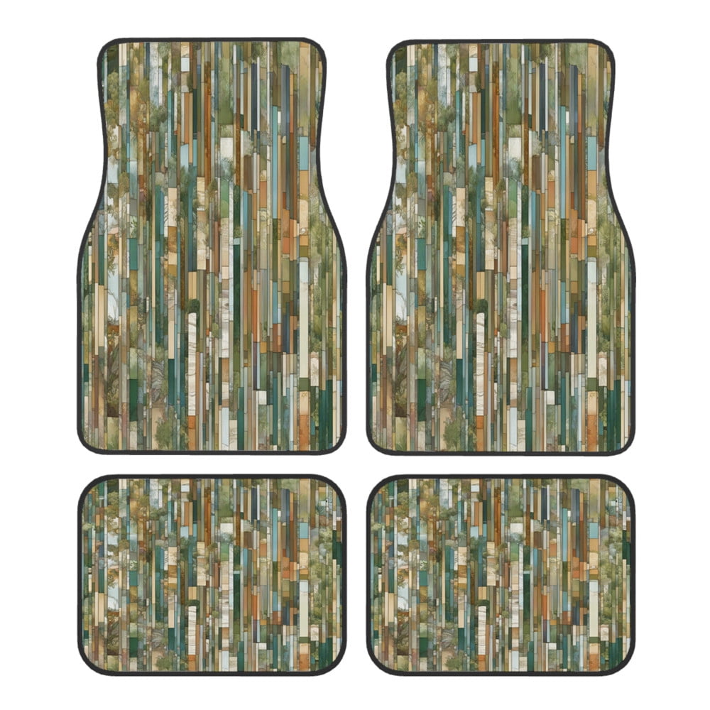 4-Piece Car Floor Mats Set, Landscape Strips Crystal Velvet Automotive ...