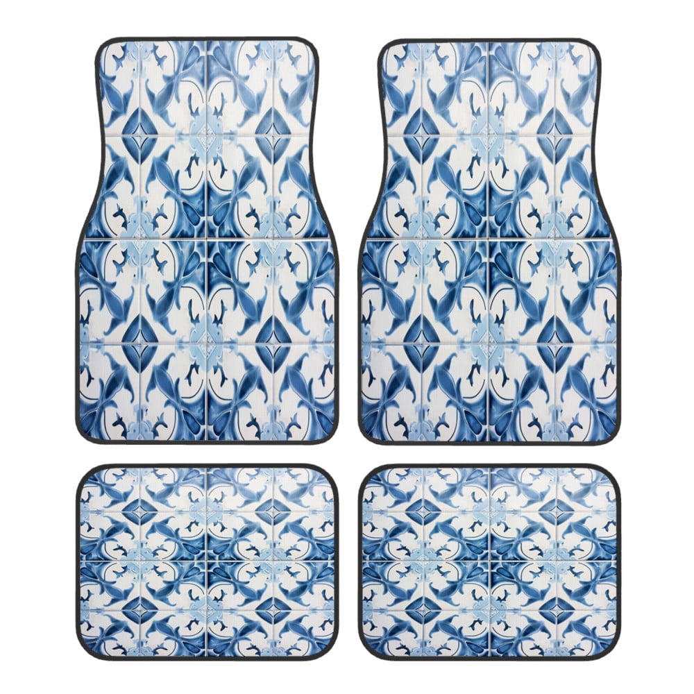 4-Piece Car Floor Mats Set, Mineral Blue Crystal Velvet Automotive ...