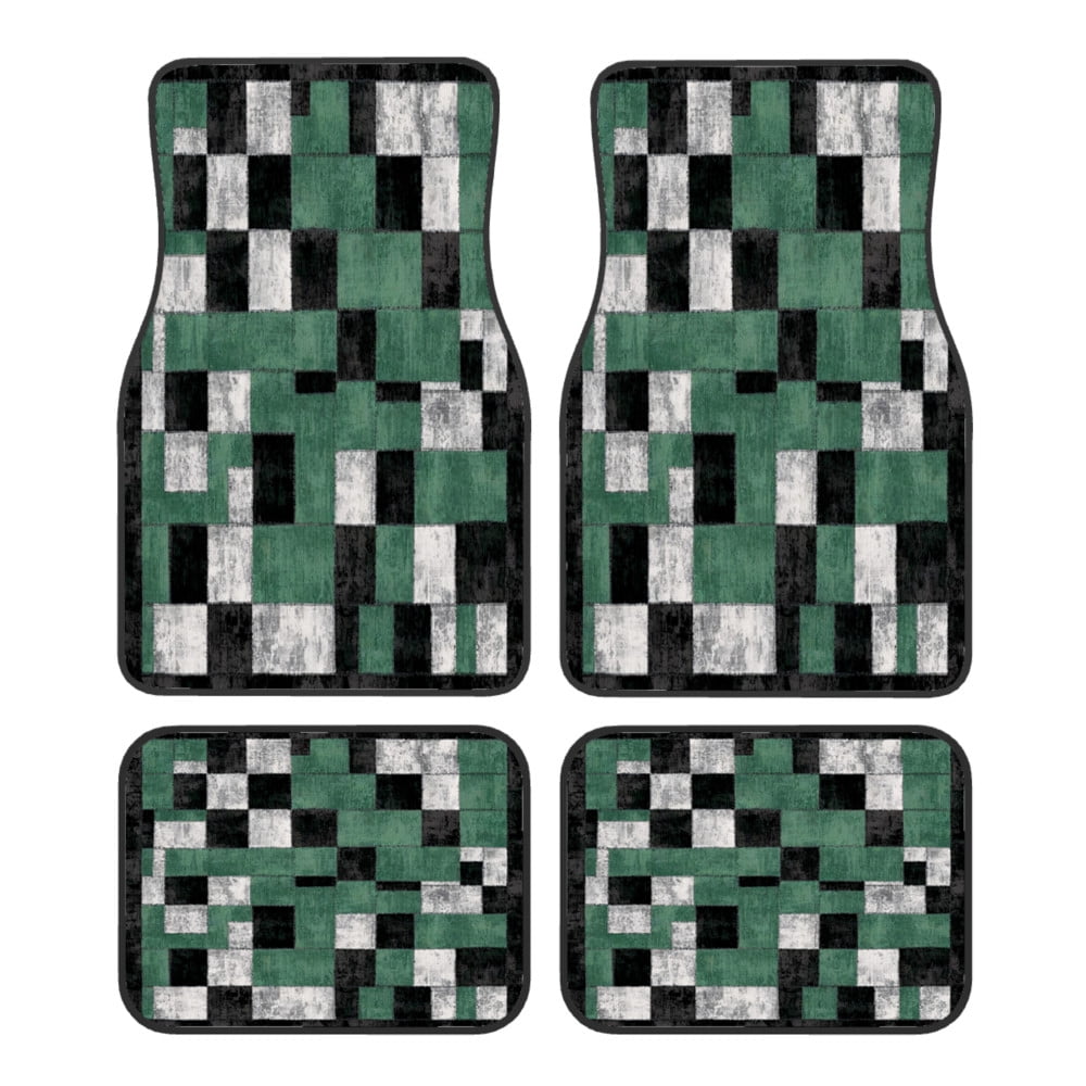 4-Piece Car Floor Mats Set, Monochrome Block Mix Crystal Velvet ...