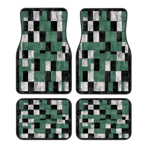 4-Piece Car Floor Mats Set, Monochrome Block Mix Crystal Velvet ...