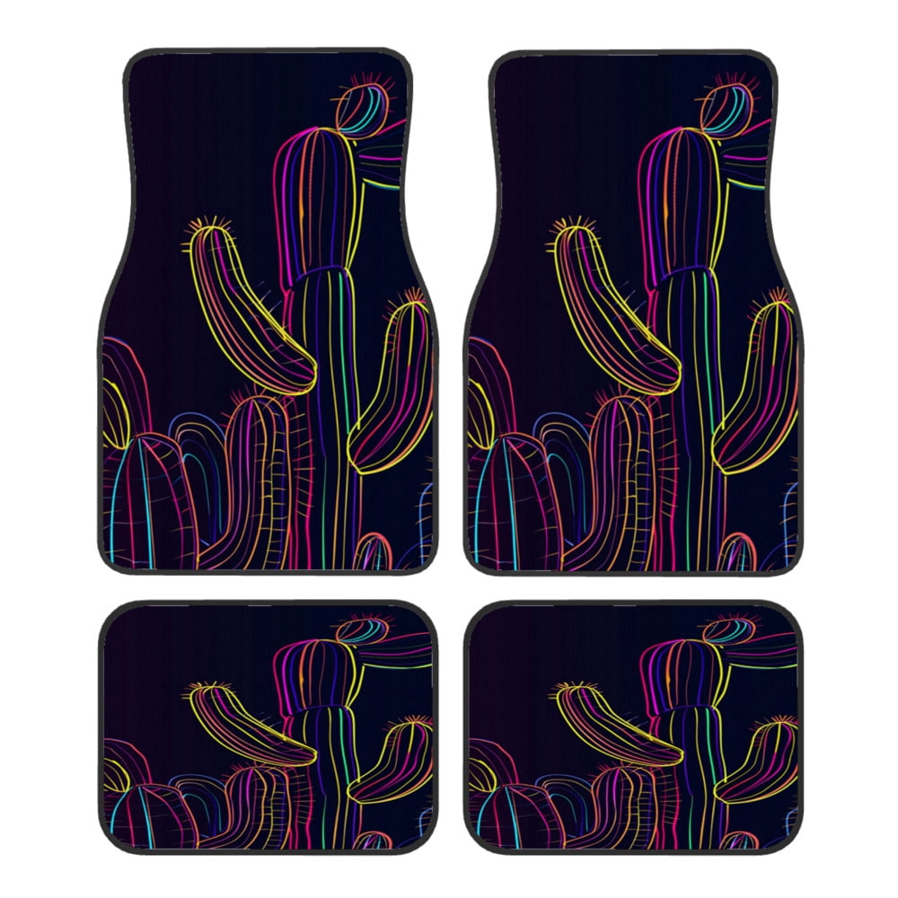 4-Piece Car Floor Mats Set, Neon Cactus (36) Crystal Velvet Automotive ...