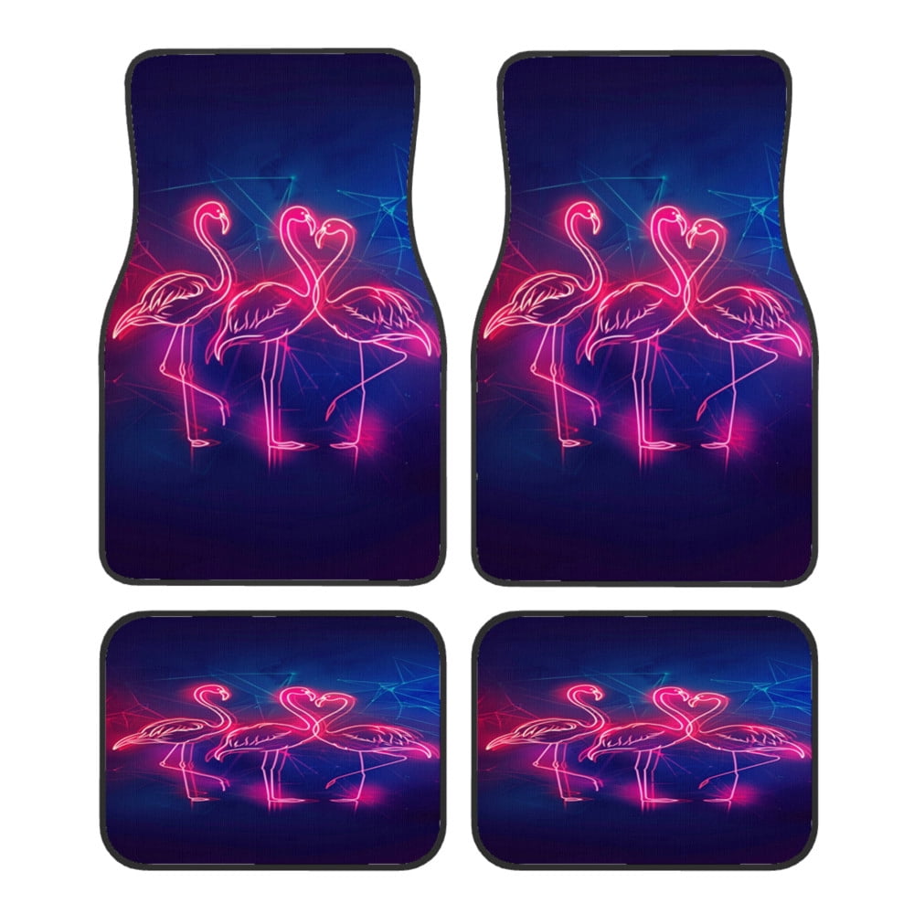 4-Piece Car Floor Mats Set, Neon Flamingo (15) Crystal Velvet ...