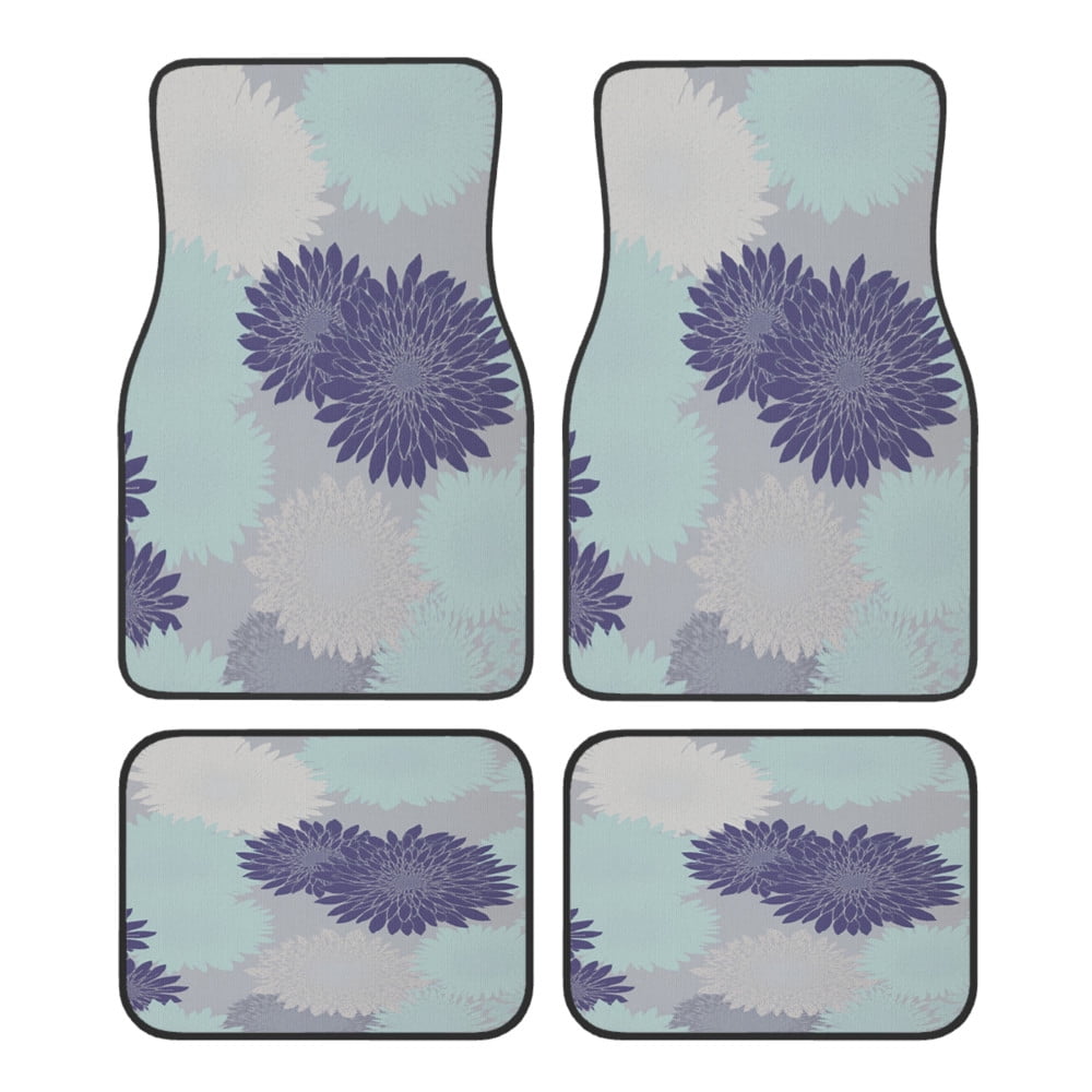 4-Piece Car Floor Mats Set, Pastel Floral Crystal Velvet Automotive ...