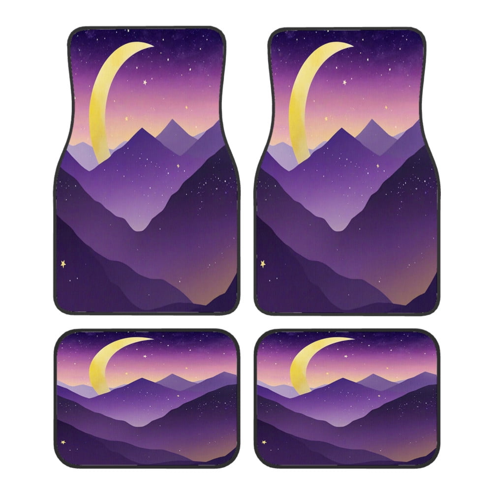 4-Piece Car Floor Mats Set, Purple Moon Serenity Crystal Velvet ...