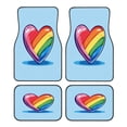4-Piece Car Floor Mats Set, Rainbow Heart Crystal Velvet Automotive ...