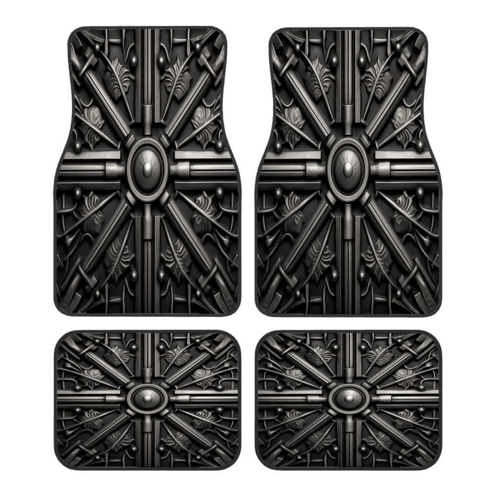 4-Piece Car Floor Mats Set, Retro Iron Art Crystal Velvet Automotive ...