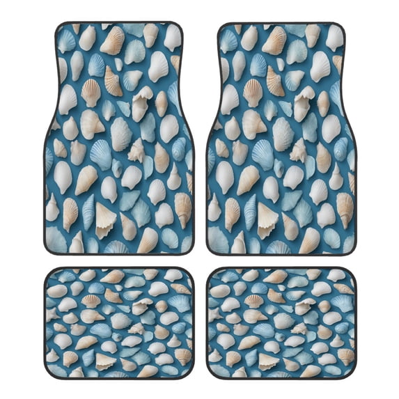 4-Piece Car Floor Mats Set, Seashell Blue Crystal Velvet Automotive ...